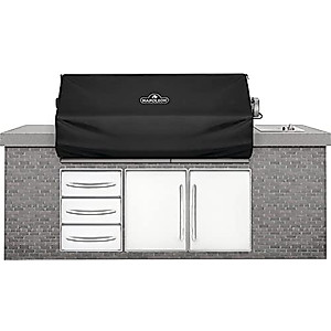 Napoleon 61826 PRO 825 Vented All Weather Waterproof Fabric Built-In Island Grill Cover with Adjustable Hook and Loop Straps, Black