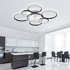 SNOWUNDER 41" Ceiling Fans with Lights, Flush Mount Celing Fan with Led Light and Remote Control for Living Room，Tri-Color Light 6-Speed Wind
