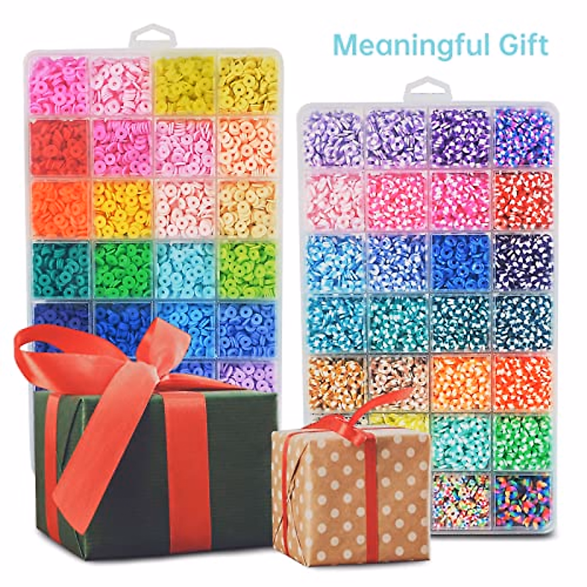 Gugull 14760pcs Clay Beads for Bracelet Making kit 56 Color Flat Heishi Beads for Jewelry Making