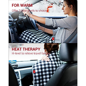 Comfytemp Mini Car Electric Blanket, 20 x 24inch 12V 24V Electric Travel Throw with 4 Heat Levels, 5 Auto-Off & Stay on, Memory Function for Cars, Trucks and RV, Winter Travel - Machine Washable