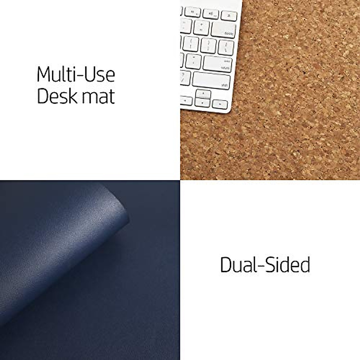 Aothia Office Desk Pad, Natural Cork & PU Leather Dual Side Large Mouse Pad, Laptop Desk Table Protector Writing Mat Easy Clean Waterproof for Office Work/Home/Decor (Dark Blue,31.5" x 15.7")