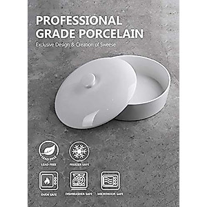 Sweese 740.101 Porcelain Tortilla Warmer, Hold up to 12 Tortillas, Ceramic Tortilla Server, Tortilla Holder with Lid for Taco Tuesday Night, Mexican Fiesta Party - Microwave & Oven Safe, White