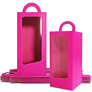 12 Hot Pink Party Favor Boxes 90s Doll Pink Girls Birthday Gift Gable Treat Box Candy Goodie Tall Gable Window Box for Pink Girl Princess Birthday Wedding Bridal Shower Bachelorette Decorations