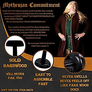 Mythrojan 14.5 Inch SOLID WOOD HAT DISPLAY STAND Sturdy Wooden Display Stand for Medieval Renaissance Cosplay Halloween Pin up Retro Hats