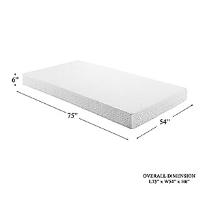 Lexicon Amira 6-Inch Gel Infused Memory Foam Mattress, Full, White