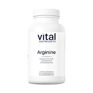 Vital Nutrients - Arginine - L-Arginine Amino Acid Support for Circulatory and Heart Health - 120 Vegetarian Capsules per Bottle - 1500 mg
