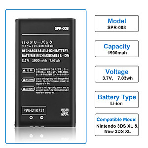 TAYUZH 3DS XL SPR-003 Battery, 1900mAh Replacement Lithium-ion Battery Compatible with Nintendo 3DS XL/New 3DS XL LL Game Console SPR-003 Battery with Repair Screwdriver