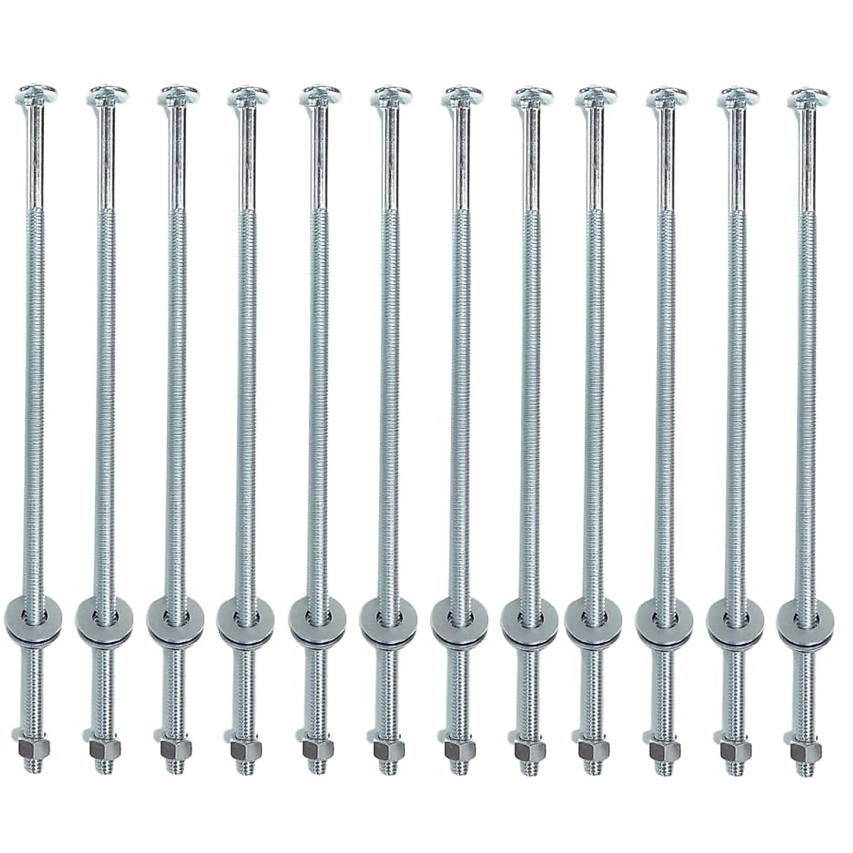 ONESTOCK 3/8-inch x 12-inch Threaded Carriage Bolts Fasteners with Nuts and Washers - 12-Pack