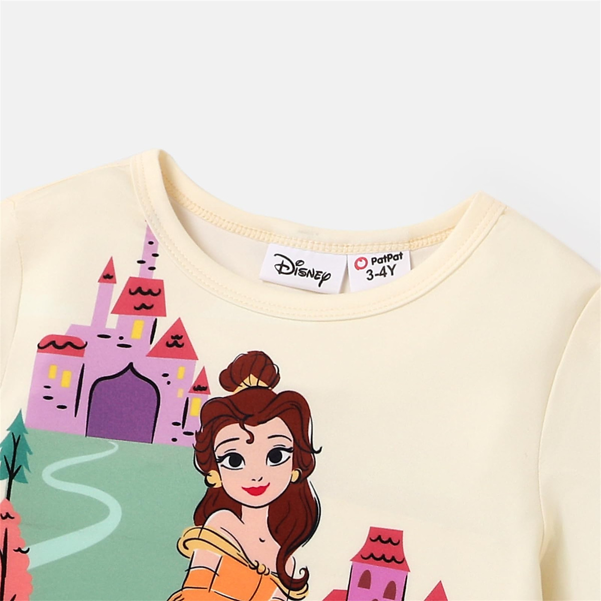 Disney Princess Toddler Girls Long Sleeve Ruffle T-Shirt Dress Pants Leggings Outfit Set Yellow 4-5 Years