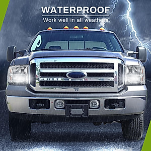 AUTOSAVER88 Headlight Assembly Compatible with 05 06 07 Ford F250 F350 F450 F550 Super Duty/05 Ford Excursion Headlight Assembly OE Projector Headlamp Chrome Housing Clear Lens