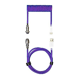Cooler Master Coiled Cable Thunderstorm Blue-Purple with Detachable Metal Aviator Connector, Flexible Reinforced-Braided Nylon Cable, USB-A to USB Type-C Keyboards (KB-CLZ1)