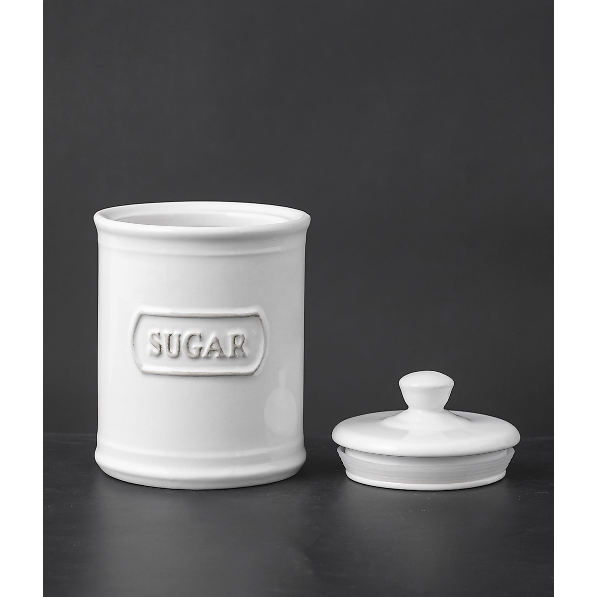 Relief Rectangle TAWCHES Ceramic Canisters Sets For The Kitchen Canisters For Countertop Set of 3 Airtight Coffee Canisters For Ground Coffee Sugar Container Tea Storage Jars With Lids Farmhouse Decor