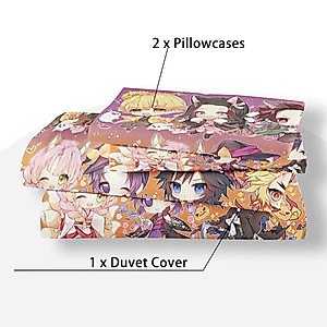 KNBNFD Anime Cartoon Kids Duvet Cover Bedding Set,3D Cartoon Soft Comfortable Quilt Cover Twin Full Queen King Size with Pillowcase (Color 1, Twin)