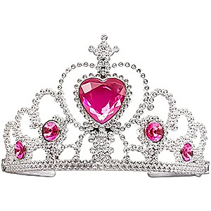 BIRLON Princess Dress Up Costume Accessories Elsa Set For Princess Cosplay Gloves Tiara Wand and Fancy Long Cape(6 Pieces) (pink)