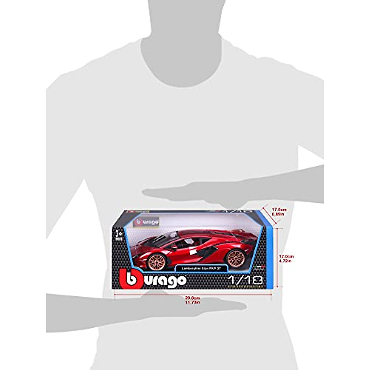 Bburago Lamborghini Sian FKP 37 Red with Copper Wheels 118 Diecast Model Car 11046 TY-18-11046R