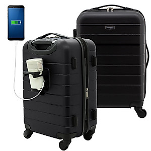 Wrangler 20" Smart Spinner Carry-On Luggage With Usb Charging Port ,Black