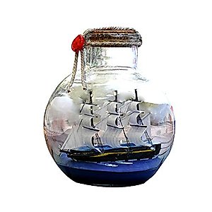 LAMF Drift Bottle Decor, Sailing Boat in Wishing Bottle Glass Cork Bottles, Pirate Ship in a Bottle Kit Handicraft Nautical Home Decorations Gifts Crafts, Large, (20WHEXRNI2047493C)