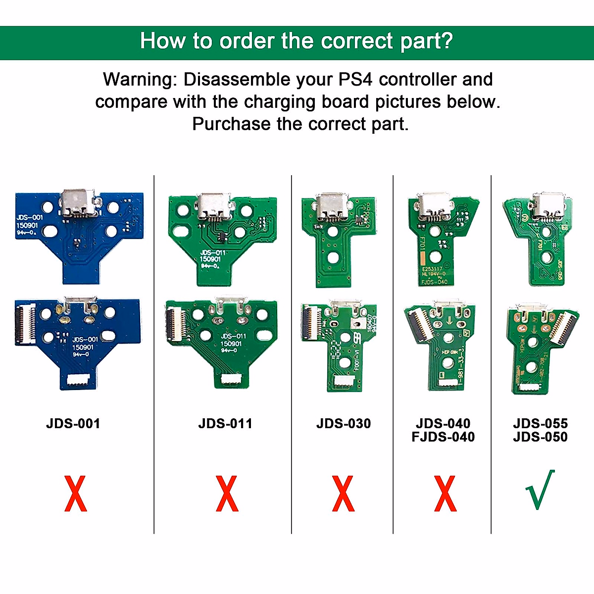 Rinbers® Pack of 2 JDS-050 JDS-055 Replacement Charging Port Micro USB Adaptor Charger Socket Circuit Board with 12 Pin Flex Cable for SONY PS4 5th Gen DualShock 4 Controller