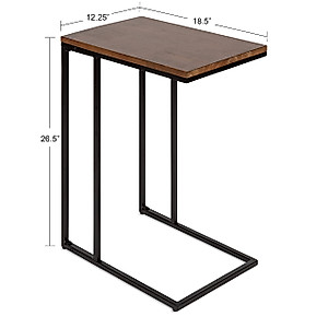 Kate and Laurel Lockridge Modern C-Shape End Decorative Minimalist Accent Table for Storage and Display, 19 x 12 x 27, Walnut Brown and Black