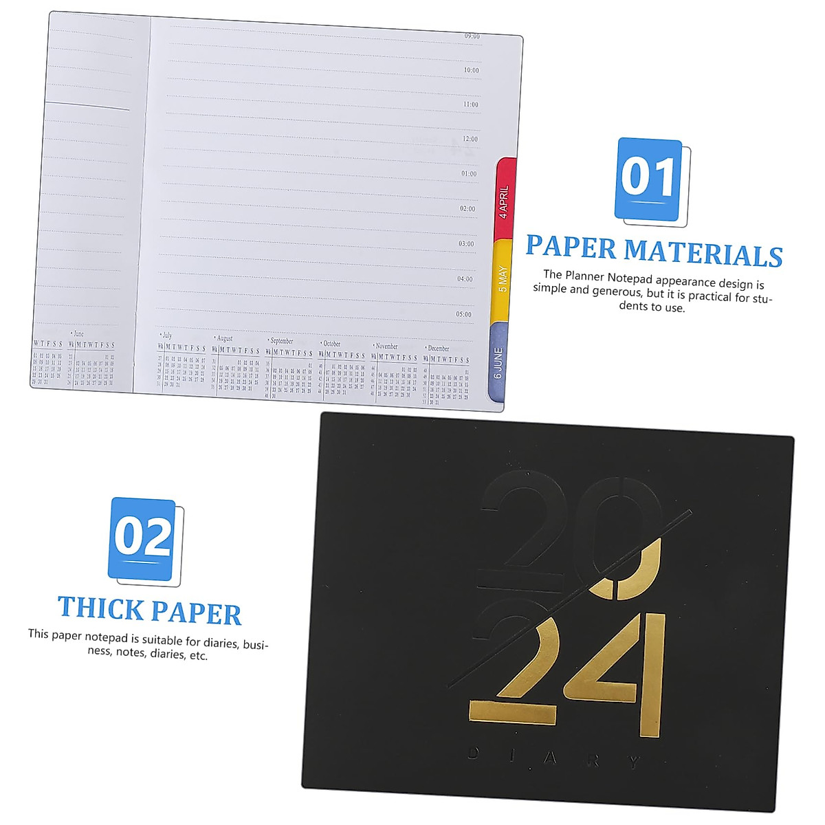 NUOBESTY Softcover Notebook Planner Daily Use Note Pads 2024 English Notepad Business Planning Notebook English Agenda Notepad Office Accessory Imitation Leather Portable Student The List