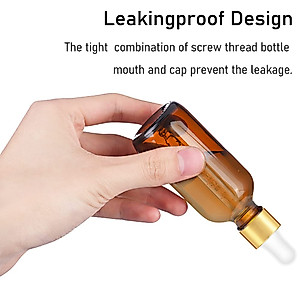Bumobum Dropper Bottle Amber 1 oz, 30 ml Glass Dropper Bottles with Golden Top Cap for Essential Oils, 2 pack Tincture Bottle with Labels and Funnel