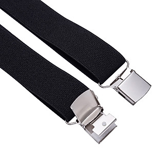 Gunsound Men's Suspender 1.4" Wide Adjustable Elastic X Back Style Suspenders With Strong Metal Clips (Black)