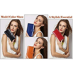 FFpaw Women Wristlet Wallet Large Capacity RFID Blocking PU Leather Clutch Wallet Travel Zipper Purse for Girls