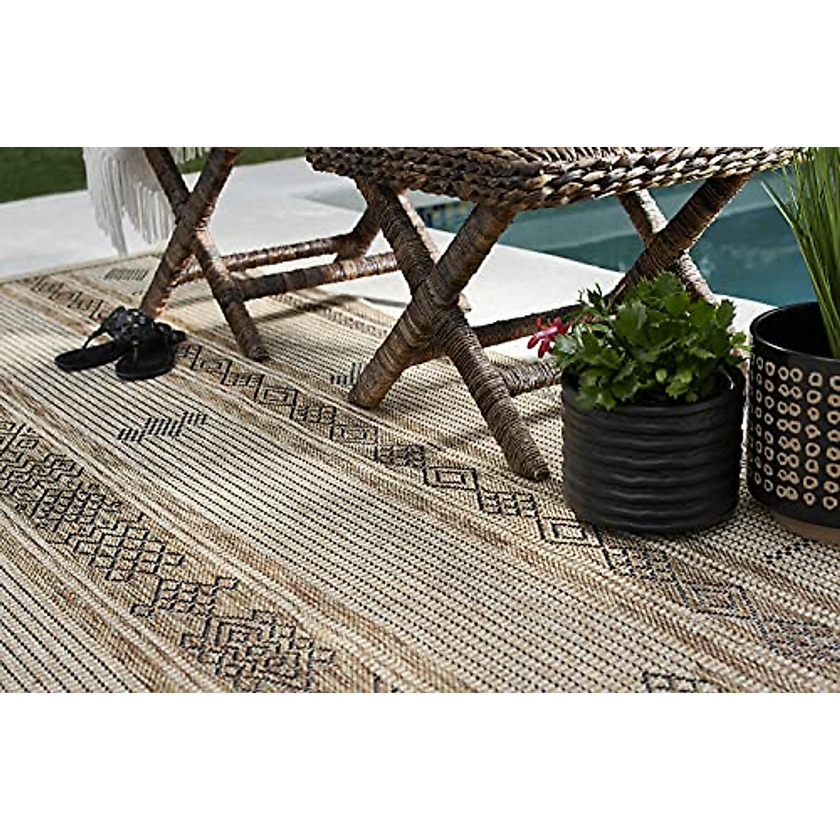 Momeni Hampton Transitional Indoor/Outdoor Area Rug, Natural, 4'1" X 6'