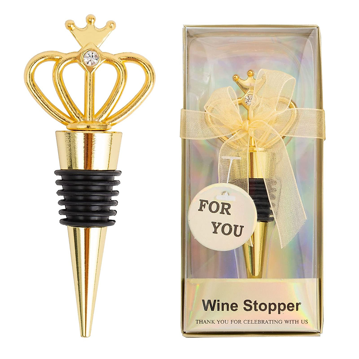 Bottle Wine Stoppers for Glass Wine Bottles，Crown Alloy Wine and Beverage Bottle Stoppers Ball Designed Wine Bottle Corks Tapered Storage Crafts Art DIY