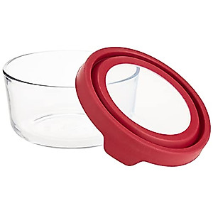 Anchor Hocking TrueSeal Glass Food Storage Container with Airtight Lid, Cherry, 7 Cup,Red