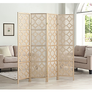 NicBex Room Divider 4 Panel Room Dividers with Quarterfoil Diamond Design Partition Room Dividers and Folding Privacy Screens Wall Divider for Home, Room Separation,69.28"W x 17.32"D x 70.31"H, Gold