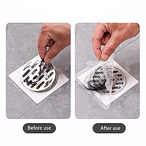 PRIMSOPH 4inch 30pcs Disposable Shower Drain Hair Catcher Mesh Stickers Floor Drain Sticker Disposable Drain Filter Hair Trap Drain Sticker