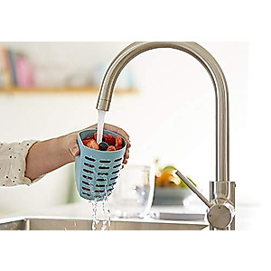 MEPAL, Fruit and Veggie Snack Pot with Airtight Lid, Colander and Fork, Portable, BPA Free, Nordic White, Holds 600ml|20oz, 1 Count