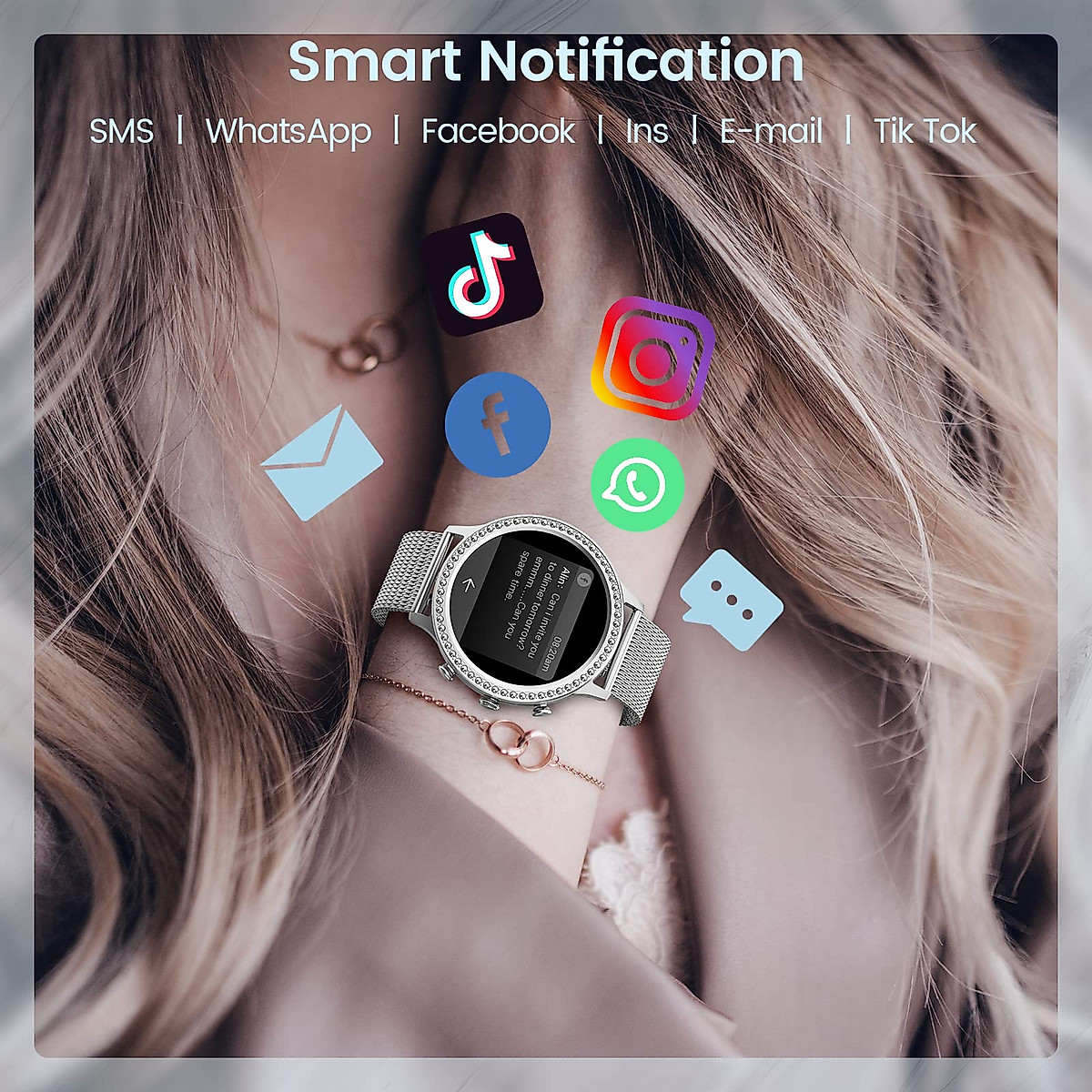 Smart Watches for Women with Blood Pressure (Answer/Make Call), 1.32'' Bluetooth Smartwatch for Android iPhone Compatible, Fitness Tracker with Heart Rate, Blood Oxygen, Sleep Monitor, Best Gifts