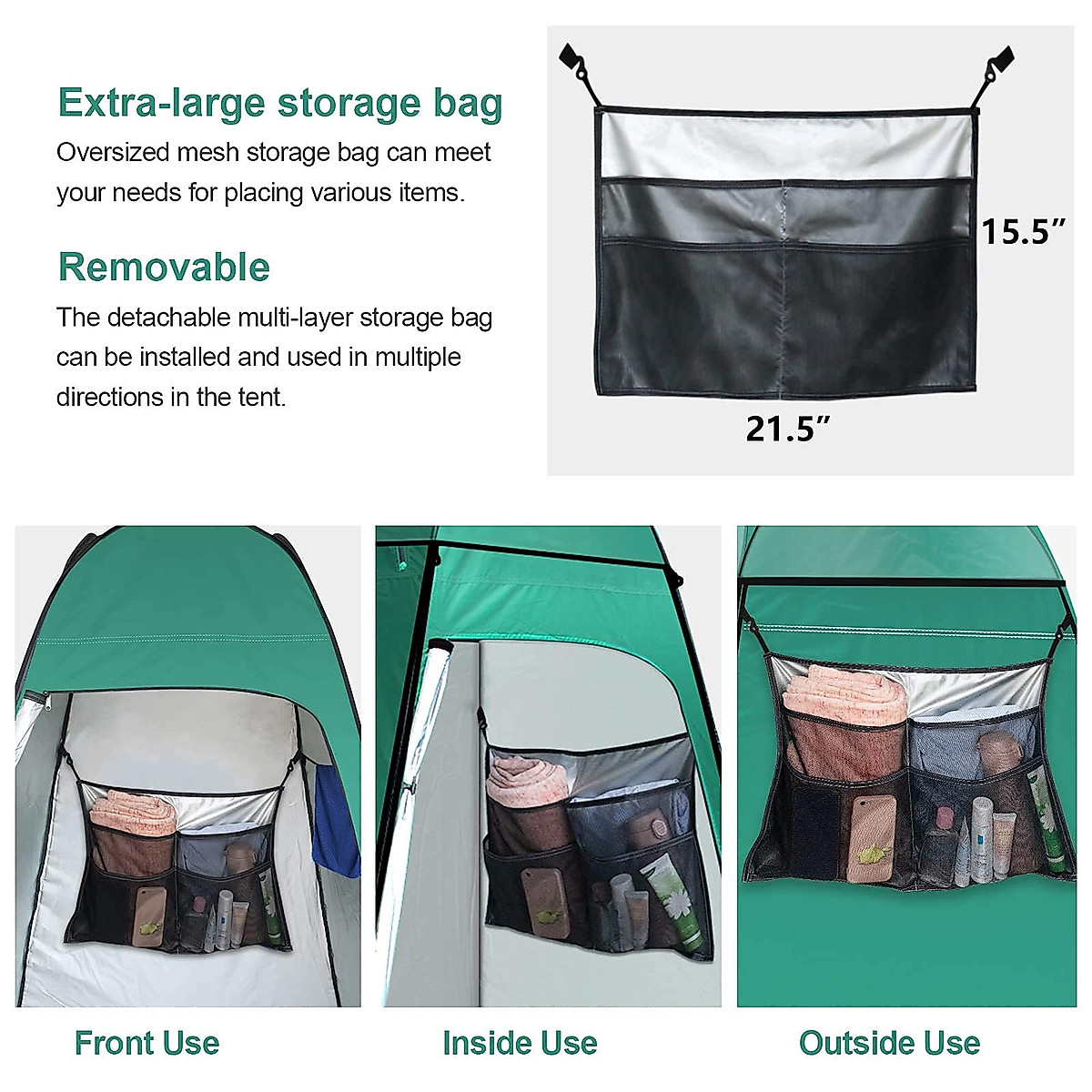 anngrowy Shower Tent Pop-Up Privacy Tent Camping Portable Toilet Tent Outdoor Camp Bathroom Changing Dressing Room Instant Privacy Shelters for Hiking Beach Picnic Fishing Potty, Extra-Tall 2 Colors