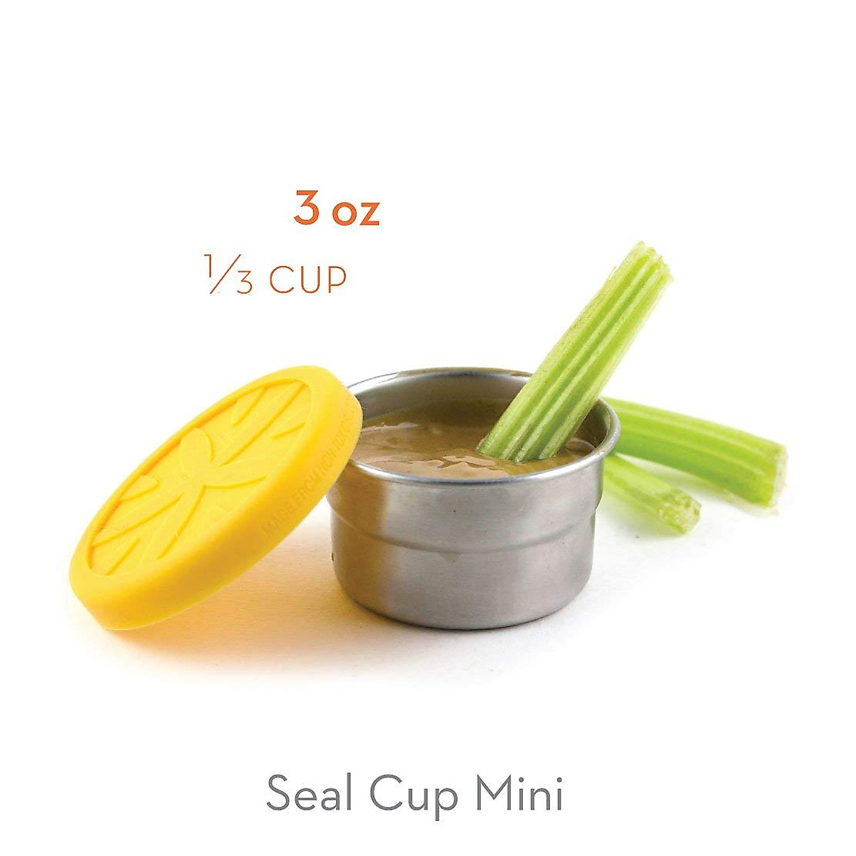 Ecolunchbox Seal Cup Mini | Stainless Steel Leak-Proof Seal Cup | Food Container with Silicone Lid, Holds 3oz (equivalent to 90 ml) | 2.6 inches Round by 1.5 inches Tall (6.6 cm Round x 3.8 cm Tall)