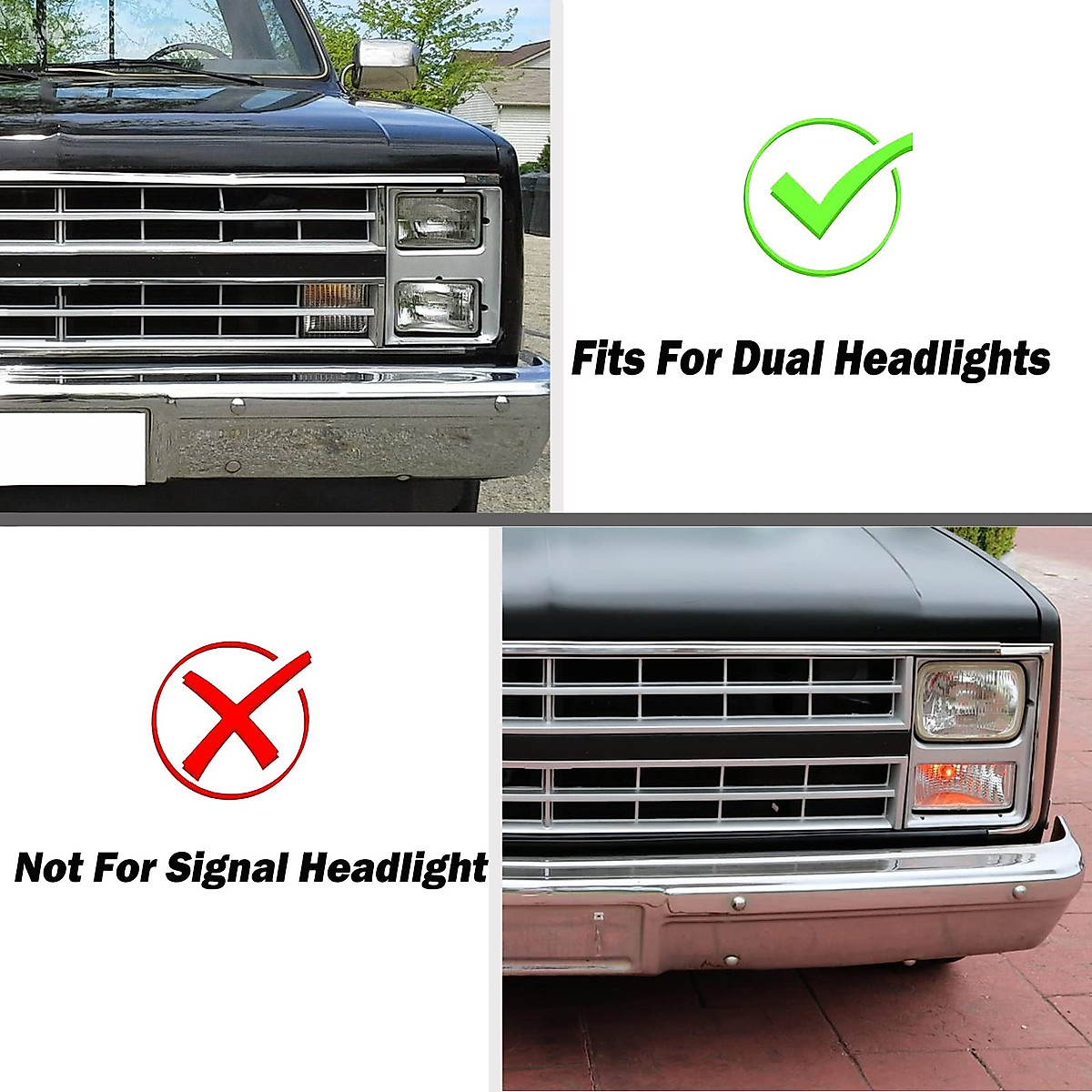 KYYET Pair Smoke Lens Park/Signal Lights Compatible with 1983-1988 Chevy Blazer GMC Pickup Truck Driver and Passenger Side w/quad headlamps replaces 918045 918046