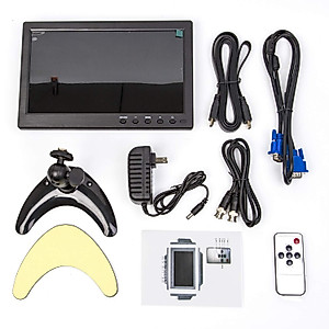 Yasoca 10.1 inch Small Portable Laptop Computer Monitor with HDMI VGA Port; Raspberry pi Display Screen Monitor; CCTV Monitor HD 1024x600 with Dual Speakers, MP5 USB Port, Remote(10 Inch) Gaming Monit