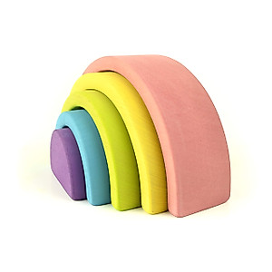 Pastel Rainbow stacking toy 5pcs Montessori toys for 3+ year old Rainbow stacker toy Educational Baby toys Stacking Blocks Learning toys