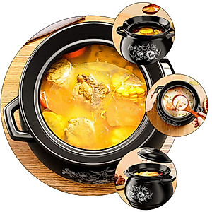DOITOOL 2L Ceramic Stew Pot Ceramic Hot Pot Soup Stew Pot Cooking Clay Pot Stew Pan Earthen Pot Chinese Japanese Stew Pot Kitchen Cookware with Lid Assorted Color