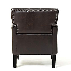 Christopher Knight Home Malone Leather Club Chair, Brown 28D x 29.5W x 33.5H Inch