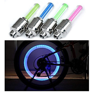 Muranba 2PCS Bike Car Motorcycle Wheel Tyre Valve Cap Flash LED Light Lamp Accessories Blue