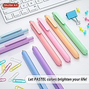 Shuttle Art Colored Retractable Gel Pens, 8 Pastel Ink Colors, Cute Pens 0.5mm Fine Point Quick Drying for Writing Drawing Journaling Note Taking School Office Home