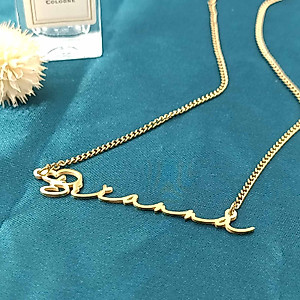 QeenseKc Gold Bella Name Necklace Personalized Heart Initial Charm Pendant Jewelry for Women Christmas Gift