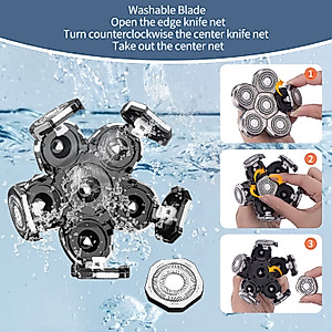 MOTLATA 6D Replacement Shaver Heads Bald Head Shaver Replacement Blades Waterproof Mens Electric Shaver Replacement Heads Electric Razor Replacement Blades Shavers for Men Replacement Head