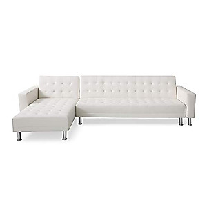 Greatime Faux Leather Reversible Sleeper Sofa & Chaise/Leatherette Convertible Section Sofa