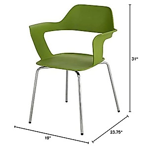 Safco Products Bandi Shell Stack Chair 4275GN, Green, Sturdy Steel Frame, Polypropylene Shell, Stacks 8 High (2/carton)