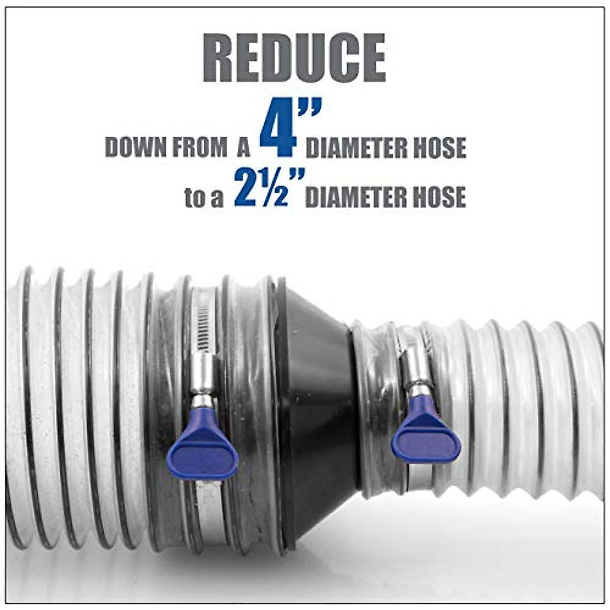 Fulton 4 inch to 2 1/2 inch Reducer Fitting for Dust Collection Hose to Hose Connections and 4 Inch Port Connections on Larger Machinery