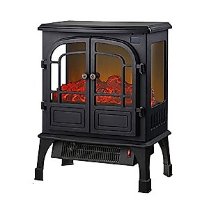 Electric Fireplace Electric Fireplace Heater, Freestanding Fireplace Stove with 3D Log and Fire Effect, Overheating Safety Protection, Remote Control - 2000W Black Atomizing Fireplace
