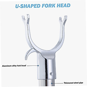 Clothesline Pole 51 Inch Telescoping Pole with Hook Stainless Steel Long Reach Closet Pole with Hook ＆ Non-slip Handle for Ceiling, Shelf Clothes Line Pole Clothing Hanger Telescopic Rod